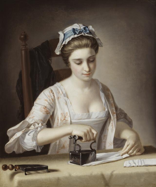 ‘A Laundry Maid Ironing’, Henry Robert Morland, c.1765–82 | Tate