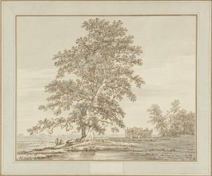‘Landscape at Sandringham, with Trees and Wagon’, Joseph Farington ...