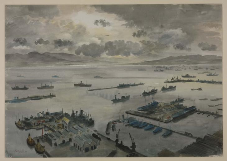 ‘Gibraltar Harbour with Escort Groups Going To Sea’, Roland Vivian ...