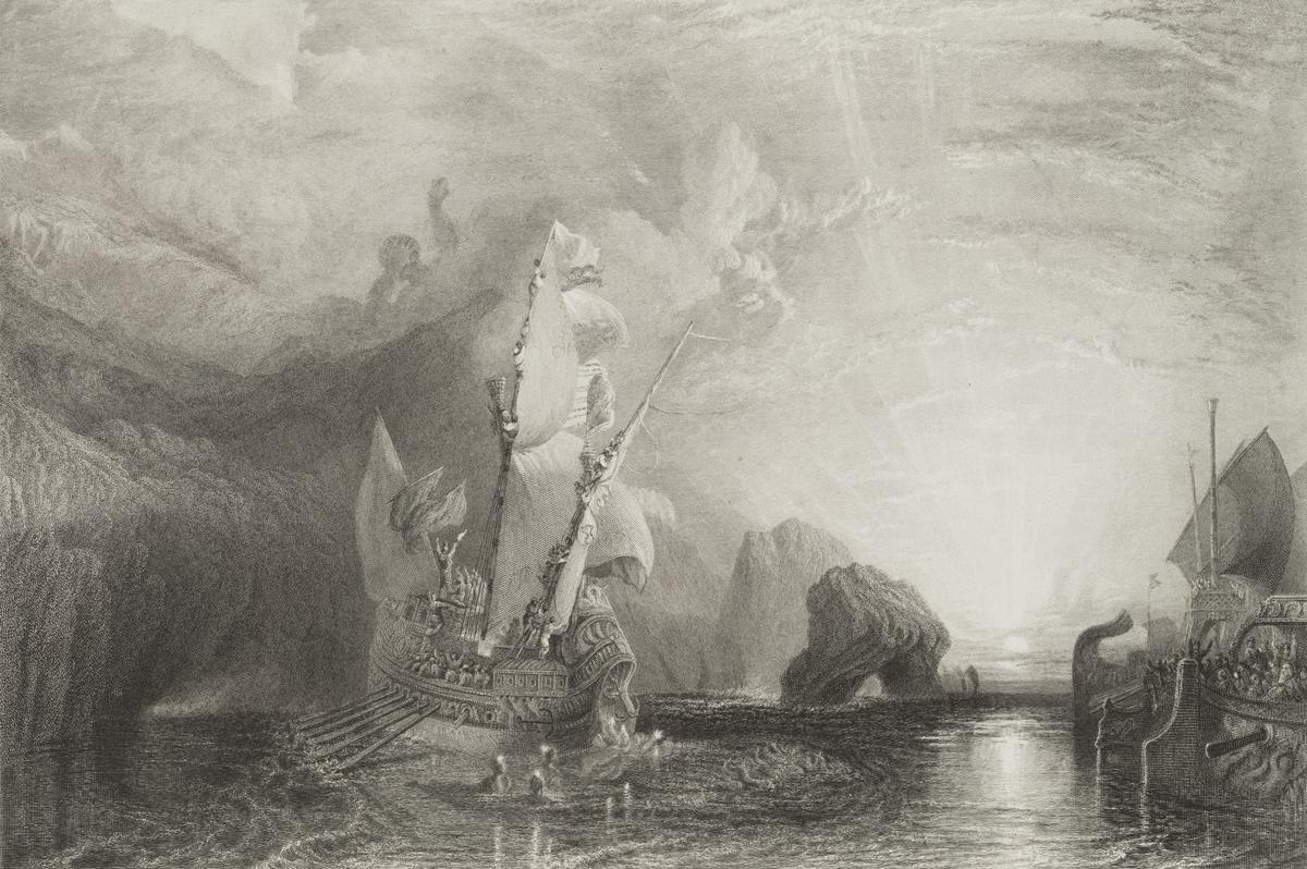 ‘Ulysses Deriding Polyphemus, engraved by E. Goodall’, after Joseph ...