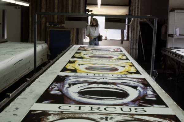 Colour transparency of Ian Breakwell working on photo-silkscreen prints ...