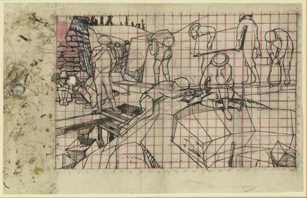 Squared-up study of soldiers‘, David Jones, 1920–1‘, David Jones, 1920 ...