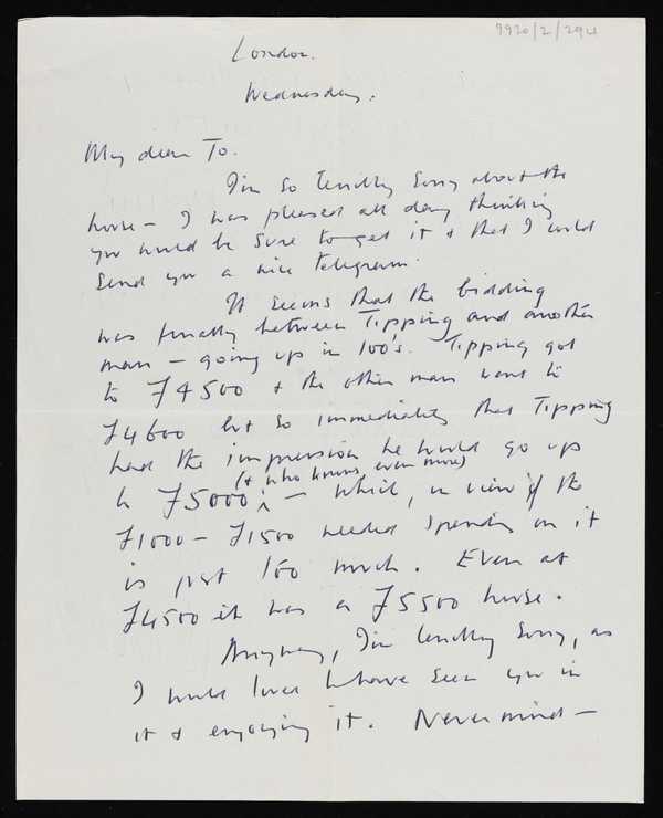 Letter from Kenneth Armitage to Joan Moore, addressed London‘, Kenneth ...