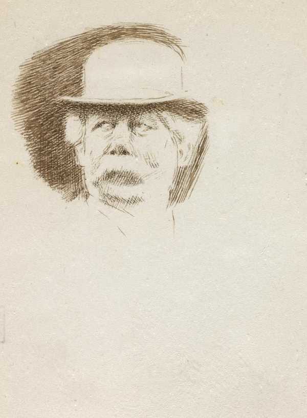 Ink sketch titled ‘Study of Edwin Edwards’‘, Charles Samuel Keene ...