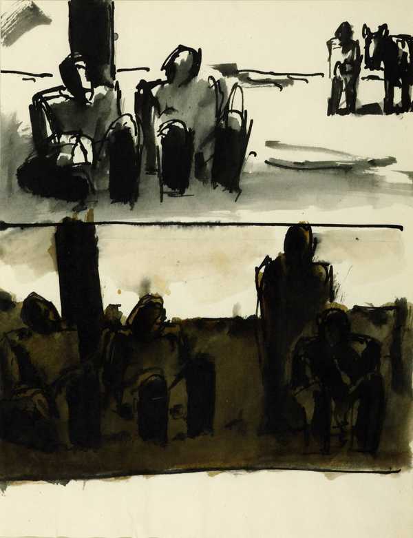 ‘Two Separate Sketches, Upper One with a Pony at Right‘, Josef Herman ...