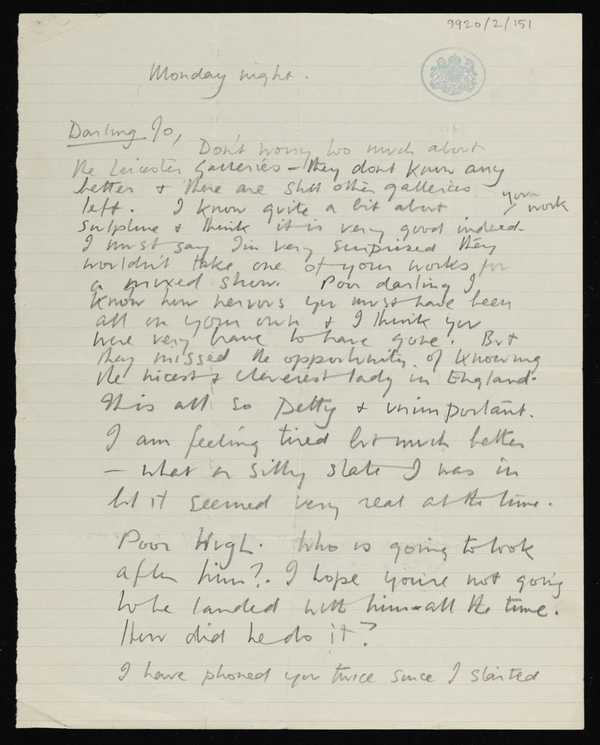 Letter from Kenneth Armitage to Joan Moore‘, Kenneth Armitage ...