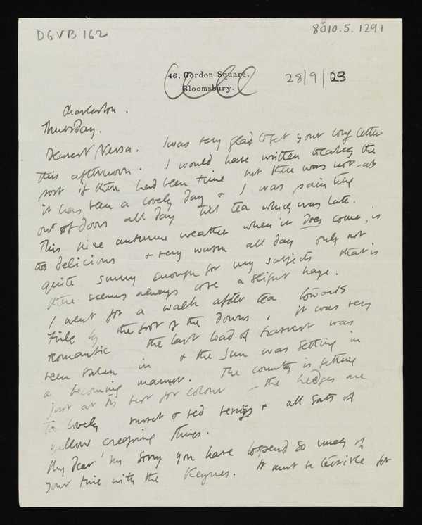 Letter from Bear [Duncan Grant] to Vanessa Bell‘, Duncan Grant ...