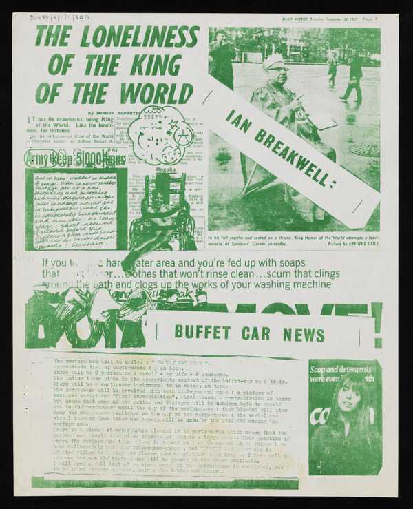 Script entitled, ‘Buffet Car News: a happening by Ian Breakwell’‘, Ian ...
