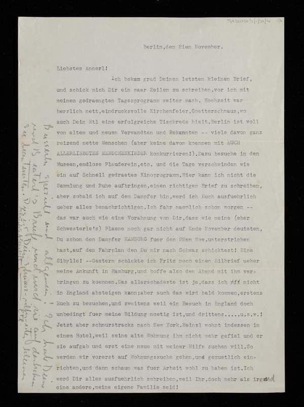 Letter from Edward Renouf to Anny Schey von Koromla‘, Edward Renouf ...