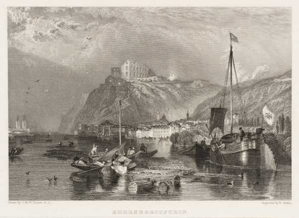 ‘Ehrenbreitstein, engraved by R. Wallis‘, after Joseph Mallord William Turner, published 1833 | Tate
