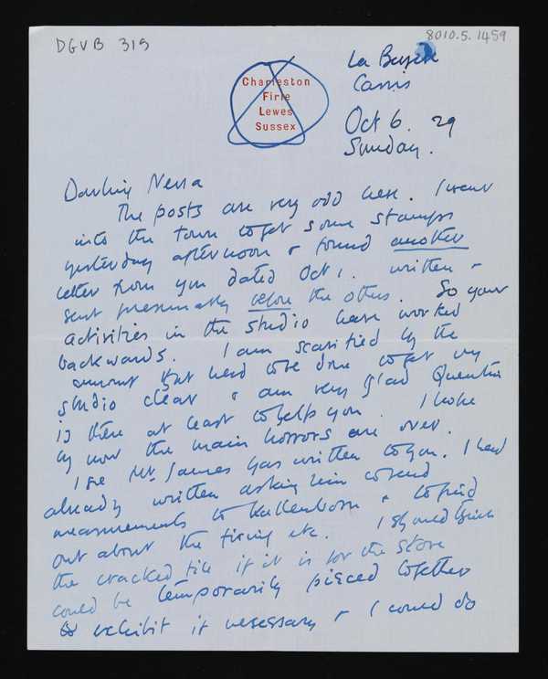 Letter from D. [Duncan Grant] to Vanessa Bell‘, Duncan Grant, recipient ...