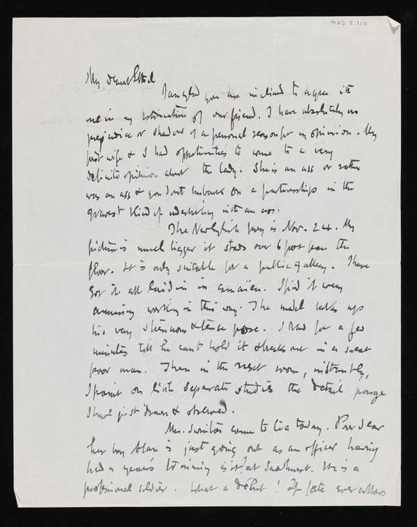 Letter from Walter Sickert to Ethel Sands‘, Walter Richard Sickert ...