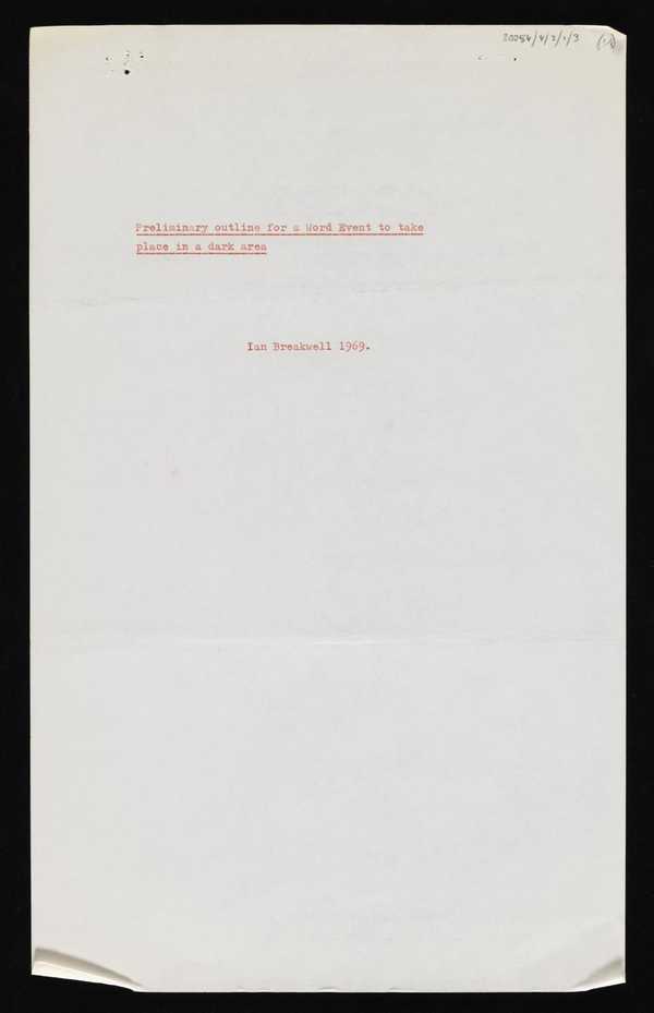 Typed document entitled, ‘Preliminary outline for a Word Event to take ...