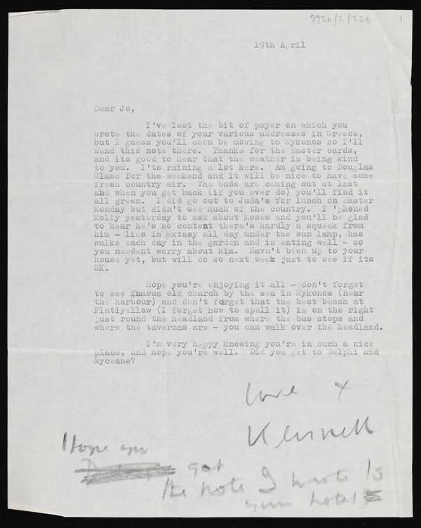 Letter from Kenneth Armitage to Joan Moore‘, Kenneth Armitage ...