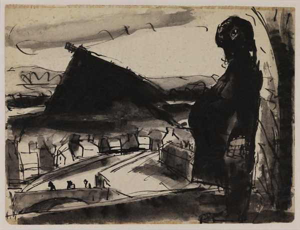Pregnant woman in landscape’ (Notes from a Welsh Diary)‘, Josef Herman ...