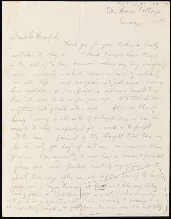 Letter from John Banting to Humphrey Spender‘, John Banting, recipient ...