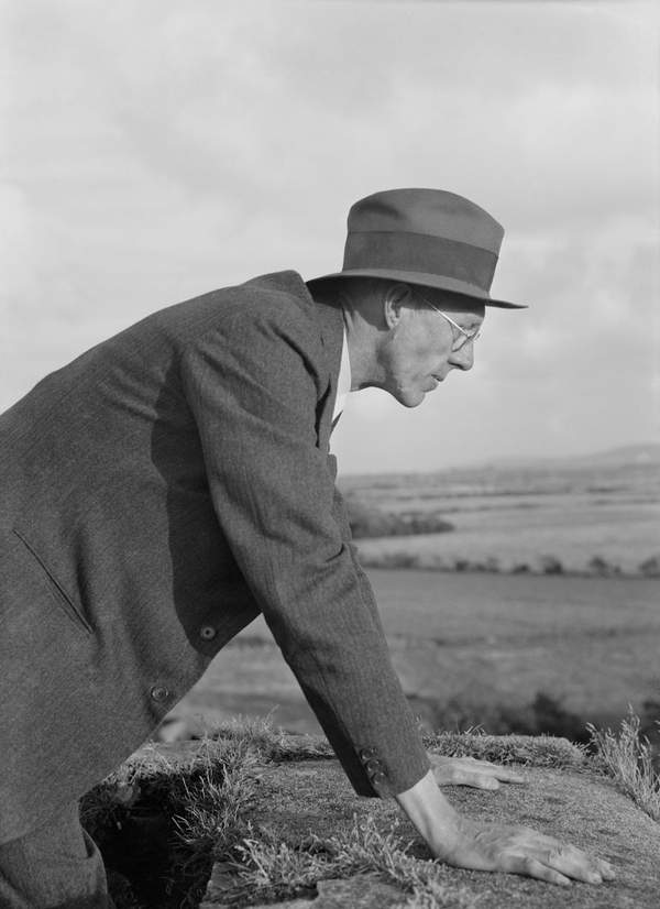 Black and white negative of Adrian Stephen photographed at an ancient ...