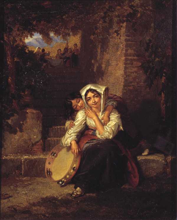 ‘Italian Girl with Tambourine‘, Penry Williams, 1837 | Tate