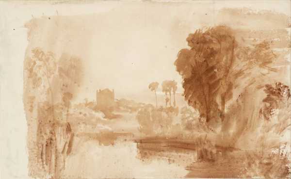 ‘A Stream or Pond with a House on its Distant Bank‘, Joseph Mallord ...