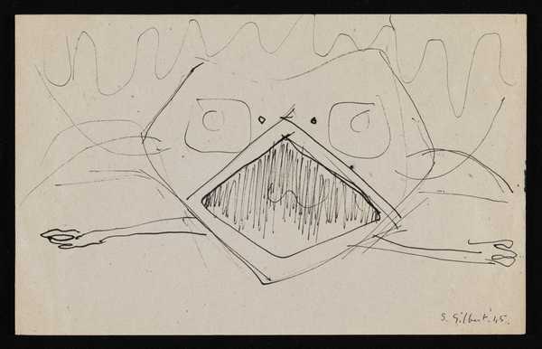 Drawing of an abstract face‘, Stephen Gilbert, 1945‘, Stephen Gilbert ...
