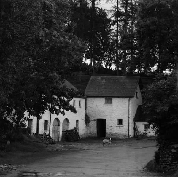 Photograph of Nant yr Dderwen farm buildings between Tregaron and ...