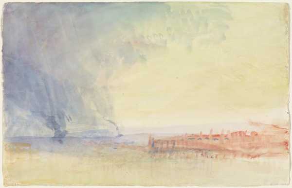 ‘A Jetty, ?with a Steamer at Sea in the Distance‘, Joseph Mallord ...