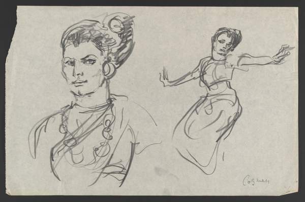 Untitled, Drawings of Shanta Rao dancing‘, Milein Cosman, [1955 ...