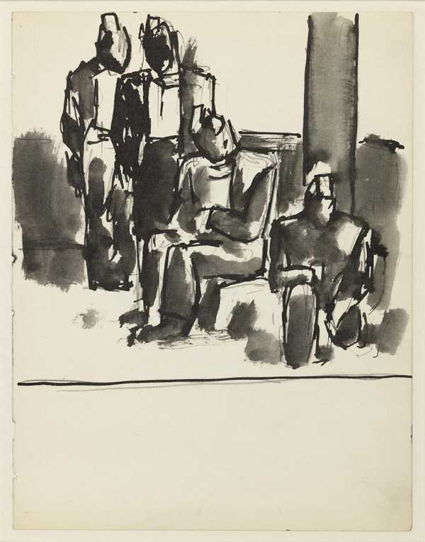 Sketch of a group of four miners‘, Josef Herman, [1951]‘, Josef Herman ...