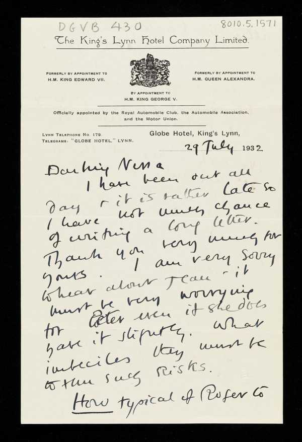 Letter from Bear [Duncan Grant] to Vanessa Bell‘, Duncan Grant ...