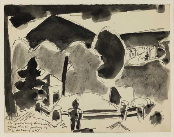 Sketch of a view of the village, Ystradgynlais‘, Josef Herman, [1953–4 ...
