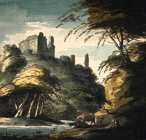 ‘View of a Ruined Castle over a Gorge‘, imitator of Rev. William Gilpin ...