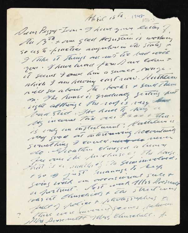 Letter from Jacob Epstein to Peggy Jean‘, Sir Jacob Epstein, recipient ...