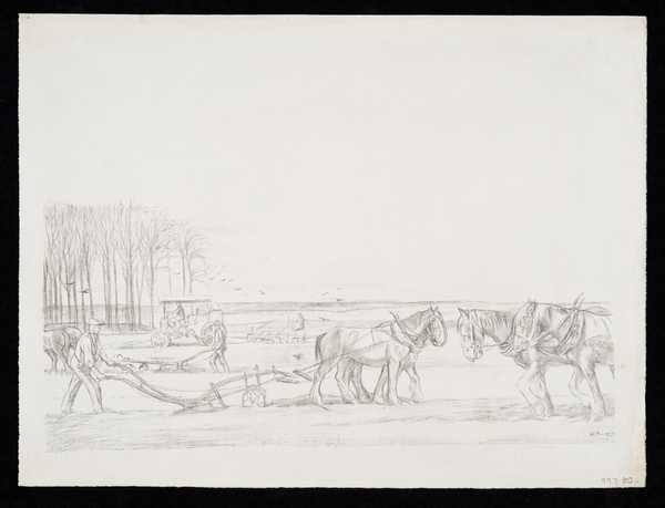 Ploughing’ from ‘Work on the Land’‘, Sir William Rothenstein, 1917 ...