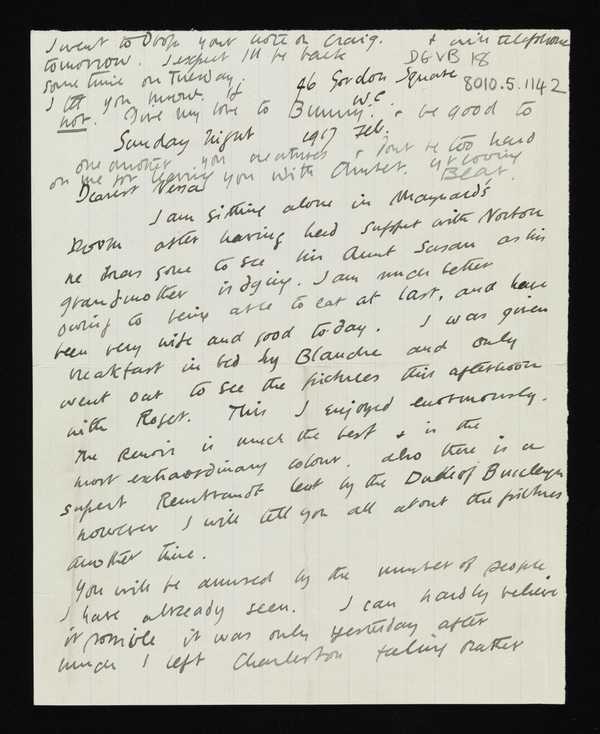 Letter from Bear [Duncan Grant] to Vanessa Bell [Charleston]‘, Duncan ...