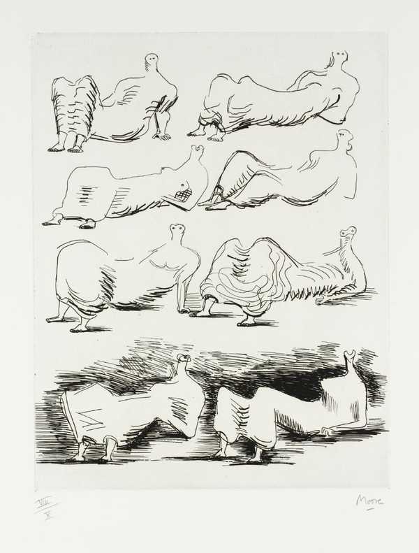 ‘Eight Draped Reclining Figures‘, Henry Moore OM, CH, 1967–71 | Tate