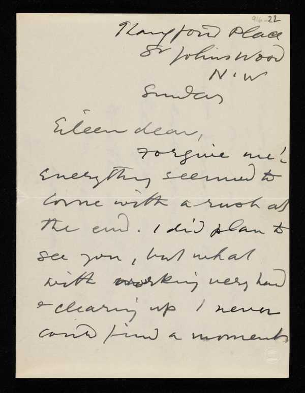 Letter from Laura Knight to Eileen Mayo‘, Dame Laura Knight, recipient ...