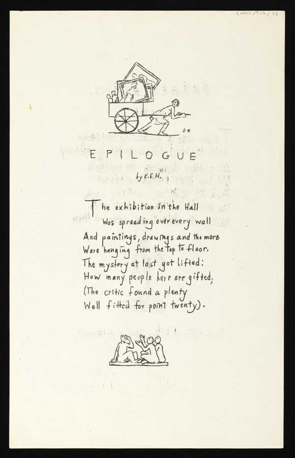 Poem titled ‘Epilogue’ by Klaus Hinrichsen‘, Klaus Hinrichsen, Erich ...