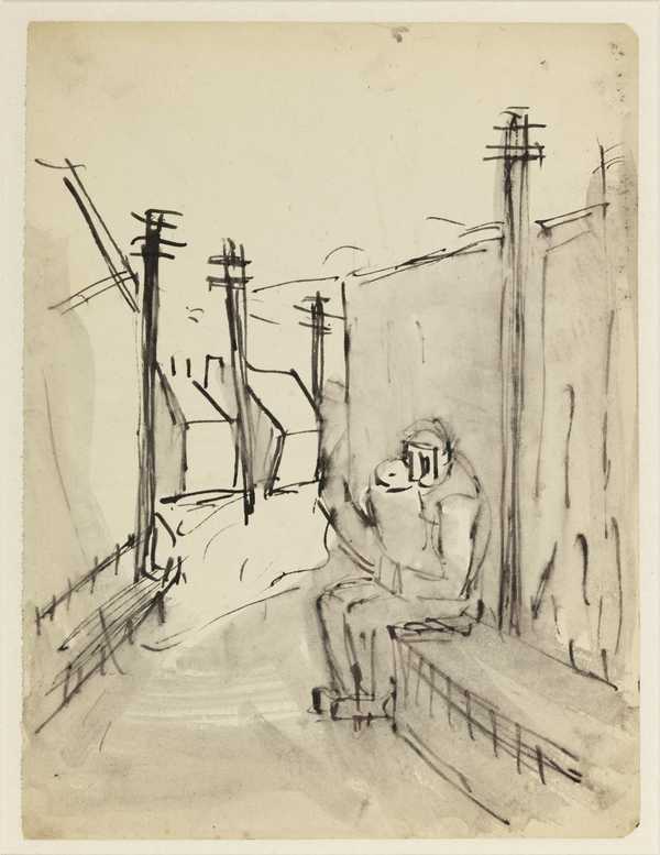 Sketch of a seated miner with baby‘, Josef Herman‘, Josef Herman – Tate ...