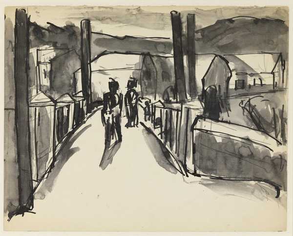 Sketch of figures on the bridge‘, Josef Herman, [1948]‘, Josef Herman ...
