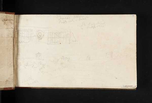 ‘View of Albano from the Amphitheatre; and Sketch of a Decorated Tomb ...