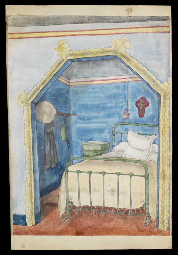 Watercolour showing a bedroom‘, Ithell Colquhoun, [c.1920–7]‘, Ithell ...