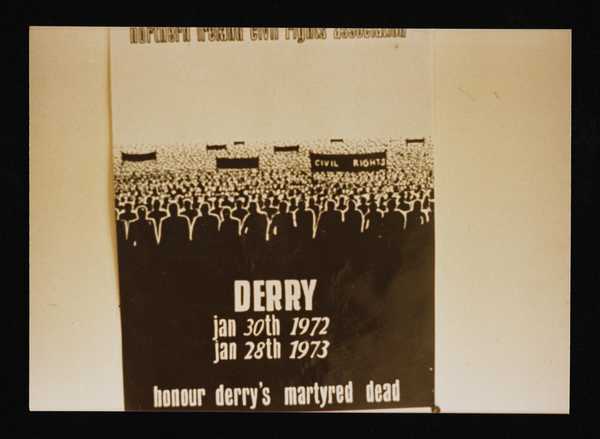 Colour photograph of a poster depicting a drawing of a Northern Ireland ...
