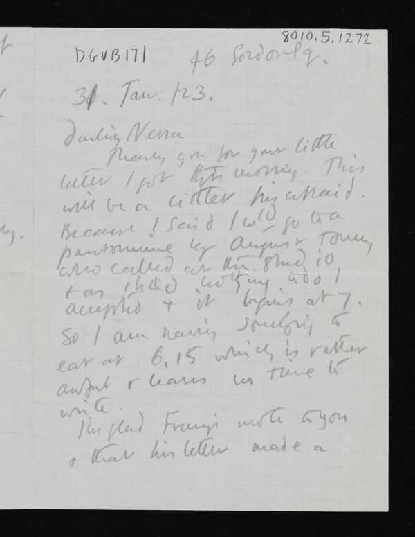 Letter from Bear [Duncan Grant] to Vanessa Bell [Charleston]‘, Duncan ...