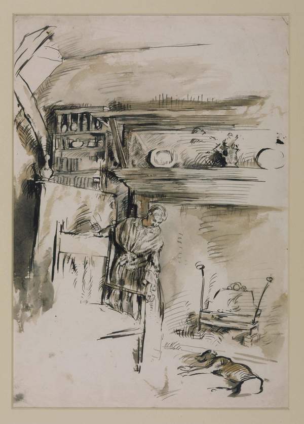 ‘Fireside with Woman and Dog‘, Lady Edna Clarke Hall, c.1899 | Tate