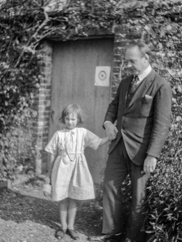 Black and white negative of Angelica Bell and Boris Anrep holding hands ...