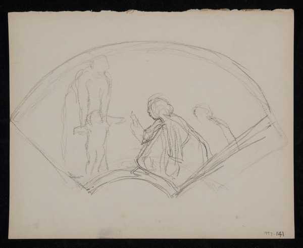 Study of family group drawn on a fan‘, Sir William Rothenstein‘, Sir ...