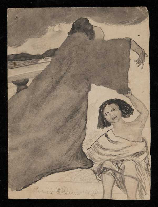 Study of a child and shrouded figure on a balcony by Cecil Collins ...