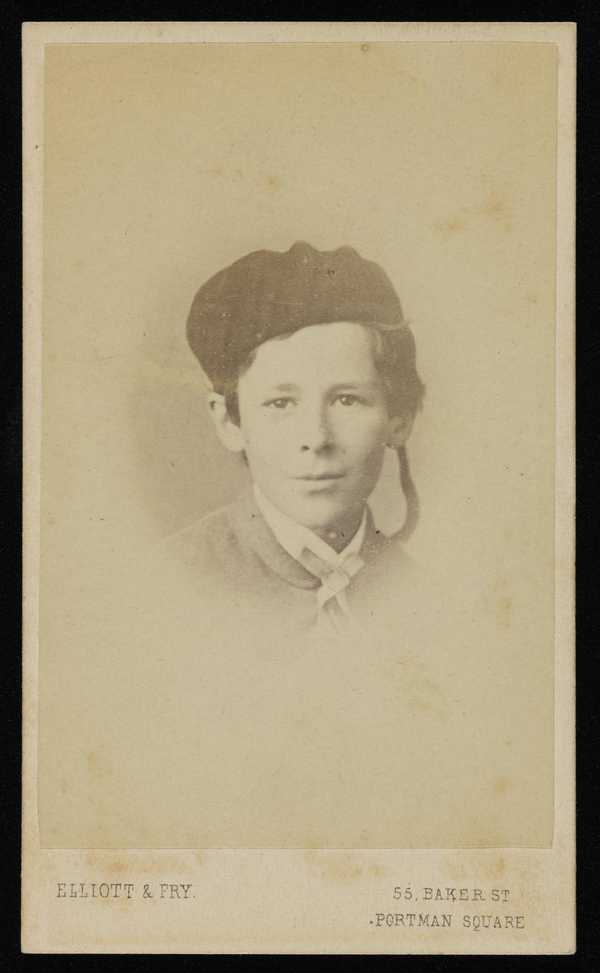 Mounted studio portrait photograph of Henry Scott Tuke as a young boy ...