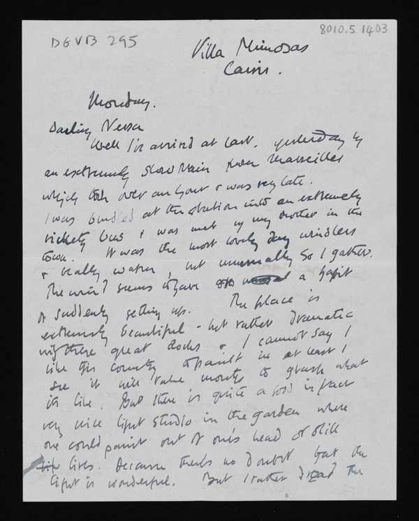 Letter from Bear [Duncan Grant] to Vanessa Bell [Charleston]‘, Duncan ...