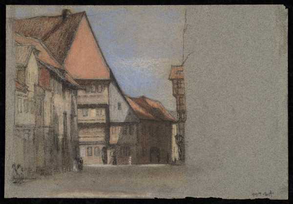 Study of street scene [probably Germany]‘, Sir William Rothenstein ...